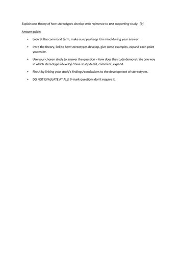 Ib Psychology Sociocultural Approach Stereotypes Teaching Resources