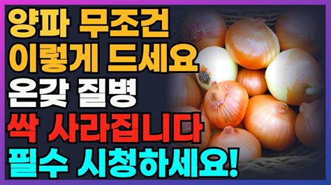 양파 무조건 드세요 몸 속 온갖 질병 사라집니다 L 양파효능 제대로 보기 위해선 무조건 이렇게 드세요 L 건강에 좋은 음식 L 양파 건강하게 먹는 방법 L 싹 알려드려요