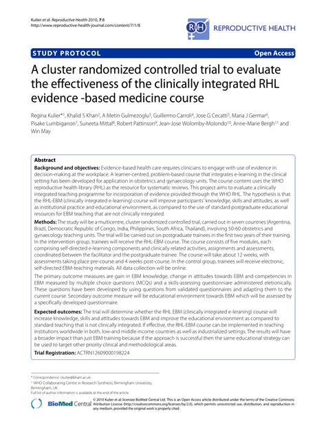 Pdf A Cluster Randomized Controlled Trial To Evaluate The Effectiveness Of The Clinically
