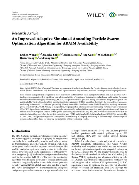 pdf an improved adaptive simulated annealing particle swarm