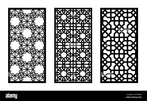 Arabic Islamic Decorative Wall Screen Panel Pattern With Stars Vector Template Kit Set Of