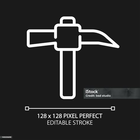 Pickaxe Pixel Perfect White Linear Icon For Dark Theme Stock Illustration Download Image Now