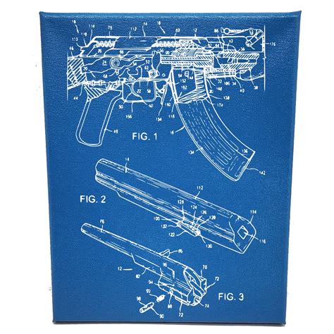 Painted Engraved Firearm Blueprint Canvas KM Tactical