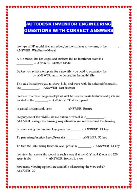 Autodesk Inventor Engineering Questions With Correct Answers Autodesk Inventor Engineering