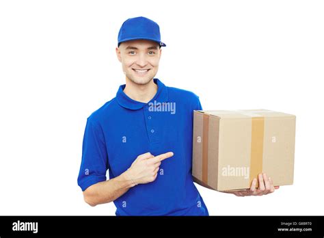 Pointing At Box Stock Photo Alamy