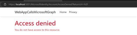 AccessDenied Page Returns When Using MapControllerRoute Issue AzureAD Microsoft