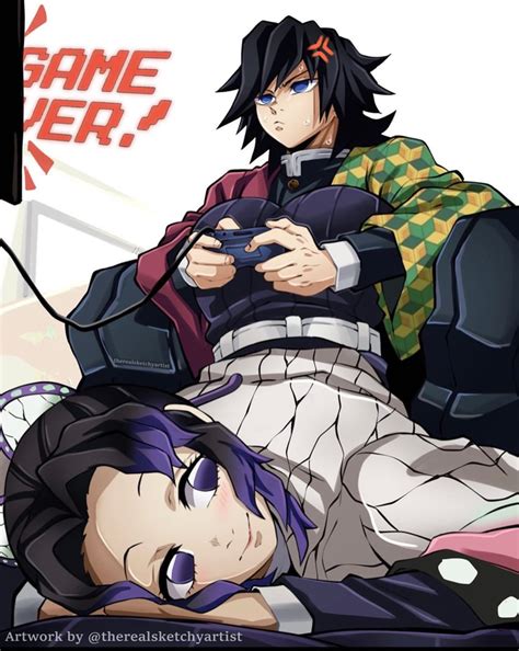 Kochou Shinobu And Tomioka Giyuu Kimetsu No Yaiba Drawn By