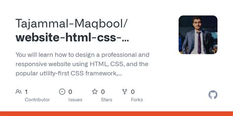github tajammal maqbool website html css tailwind css you will learn