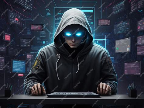 Premium Photo Hacking And Malware Concept Faceless Hacker Using Abstract Laptop With Binary