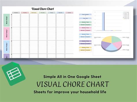 Visual Chore Chart Spreadsheet Template Household Chore Roommate Chore Chart Spouse Chore
