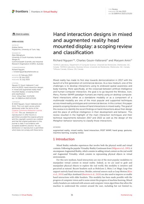 Pdf Hand Interaction Designs In Mixed And Augmented Reality Head Mounted Display A Scoping