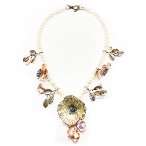 Pearl Poppy Necklace Blue Leaf Houston