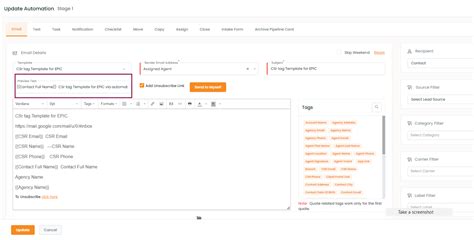 Preview Text In Workflow Automation Pipeline Automation SCD Email Campaign InsuredMine CRM