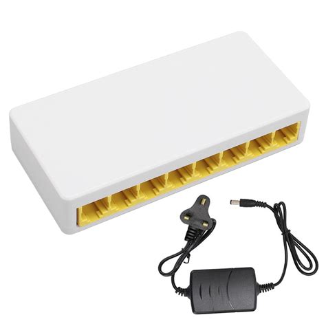 8 Port Gigabit Unmanaged Ethernet Network Switch Ethernet Splitter Fanless Metal Desktop Wall