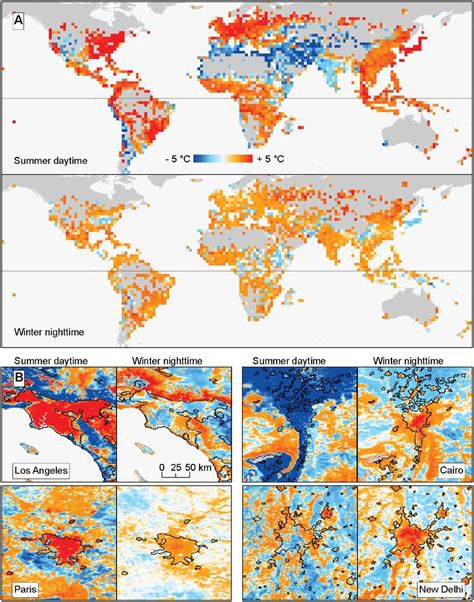 A Map Of Urban Surface Temperature Anomalies Δt Shown Is The Download Scientific Diagram