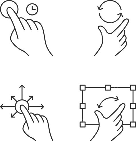Touchscreen Gestures Linear Icons Set Media All Symbol Vector Media All Symbol PNG And Vector