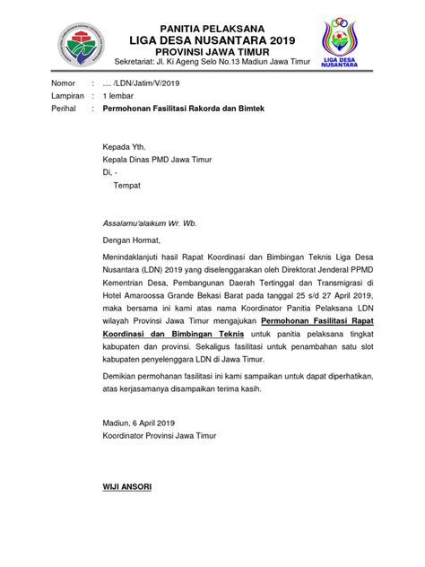 Surat Permohonan Fasilitasi Dpmd Jatim Pdf