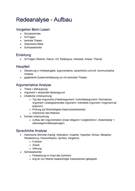 Redeanalyse Beispiel Mit Lösung Pdf
