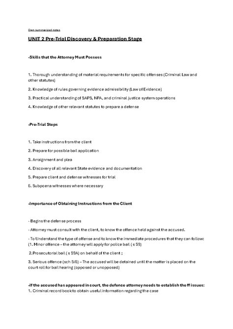Procedure B Own Summary Unit 2 Unit 4 2 Own Summarized Notes Unit 2