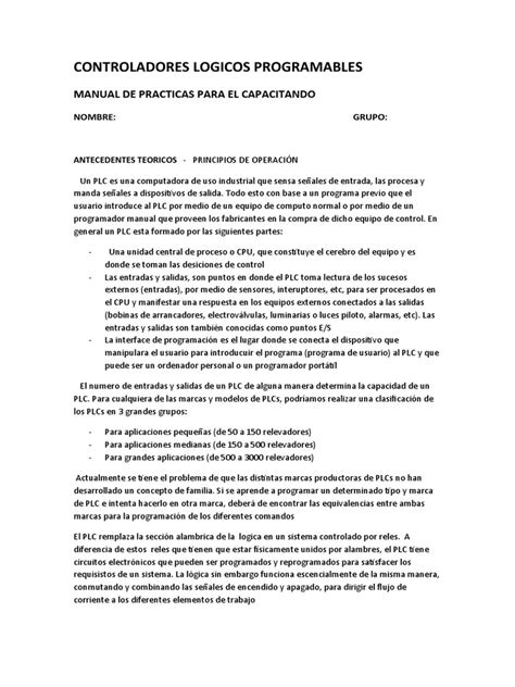 Programación Plc Control Motores Pdf Controlador Lógico Programable
