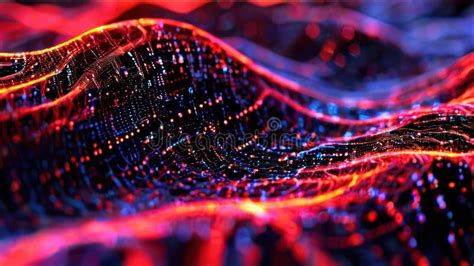Digital Circuit Landscape With Glowing Neon Data Streams Stock Image