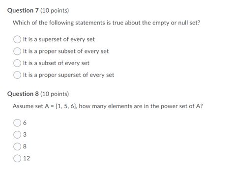 Solved Question Points Among The Sets A B C Chegg Com