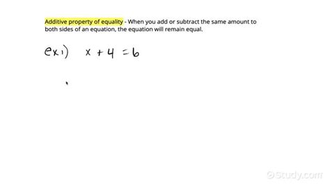 using the additive property of equality with whole numbers algebra