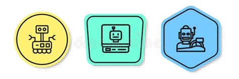 set line robot and humanoid driving a car colored shapes stock vector
