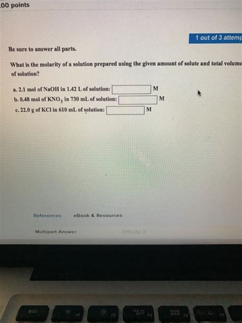 Solved What Is The Molarity Of A Solution Prepared Using The