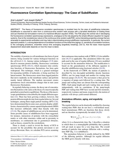 Pdf Fluorescence Correlation Spectroscopy The Case Of Subdiffusion