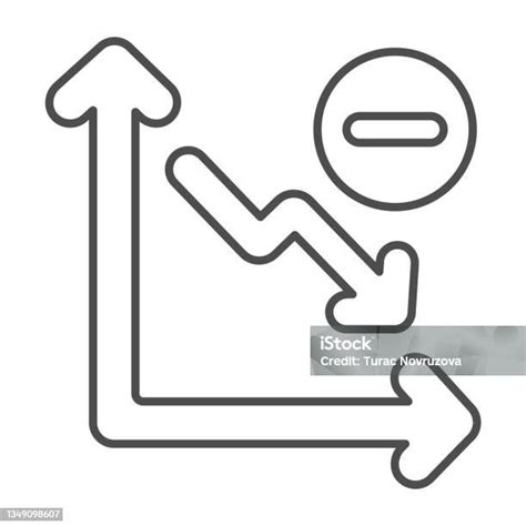 화살표가 내려가고 얇은 선 아이콘을 뺀 그래프 감소 다이어그램 개념 흰색 배경에 차트 벡터 사인 모바일 개념 및 웹 디자인에 대한 개요 스타일 아이콘 벡터 그래픽 10에