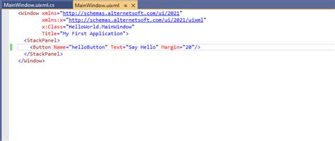 Hello World With Visual Studio AlterNET UI Documentation