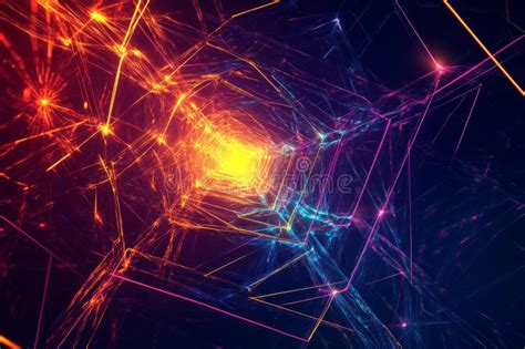 A Futuristic Colorful Abstract Background Featuring Layered Glowing Wireframes The Stock