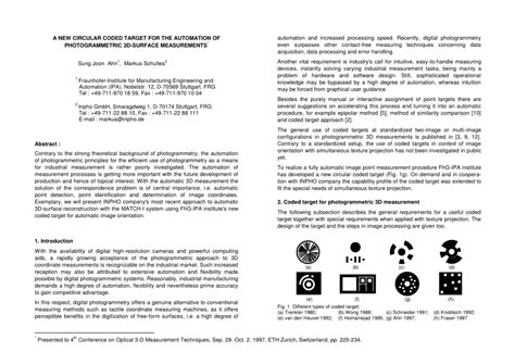 Pdf A New Circular Coded Target For Automation Of Photogrammetric 3d