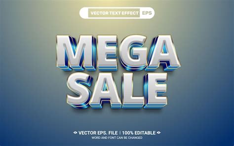 Premium Vector | Mega sale shiny 3d editable vector text style effect on blue background