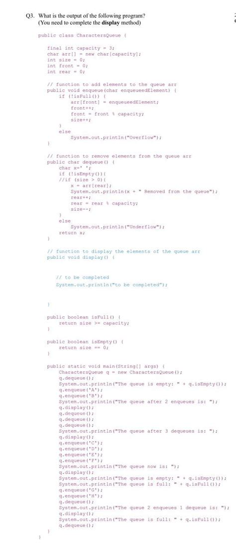 Solved Include Display Method To Complete The Program Update