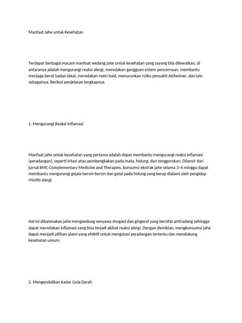 Manfaat Jahe Untuk Kesehatan Pdf Pengembangan Diri Manfaat Jahe Untuk Kesehatan Pdf Pengembangan Diri