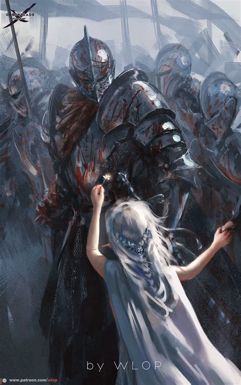 Wlop White Hair Knight Anime Girls Ghostblade Artwork 1063x1700 Wallpaper Wallhaven Cc