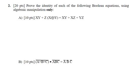 Solved 2 20 Pts Prove The Identity Of Each Of The