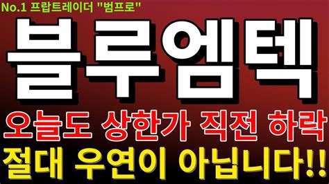 블루엠텍 주가전망 상한가 직전에 또 한번 주가하락이 나왔습니다 절대 우연이 아닙니다 주주여러분들 필수 시청하세요 Youtube
