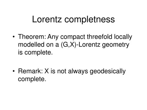 Ppt Three Dimensional Lorentz Geometries Powerpoint Presentation