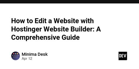 How To Edit A Website With Hostinger Website Builder A Comprehensive Guide DEV Community