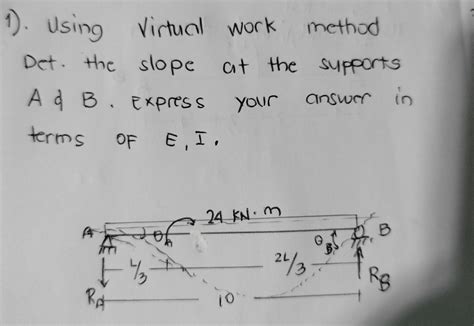 solved 1 using virtual work method det the slope at the
