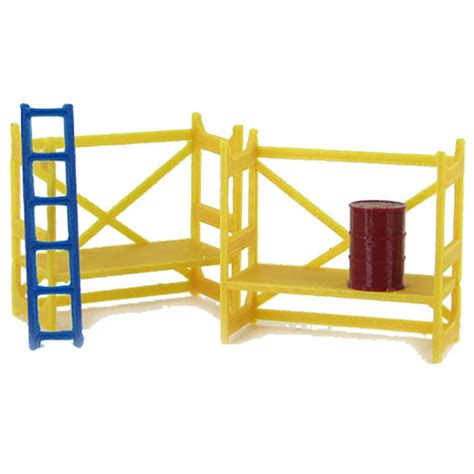 Scaffolding Set W Barrel And Ladder Yellow Heartland Diecast