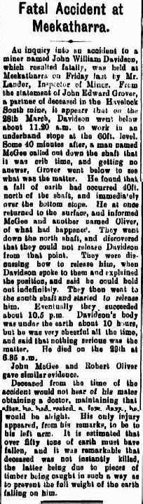 John William Davidson Western Australian Virtual Miners Memorial