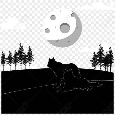 평평한 검은 색과 흰색 늑대 일러스트 실루엣에너지인간 Png 일러스트 무료 다운로드 Lovepik
