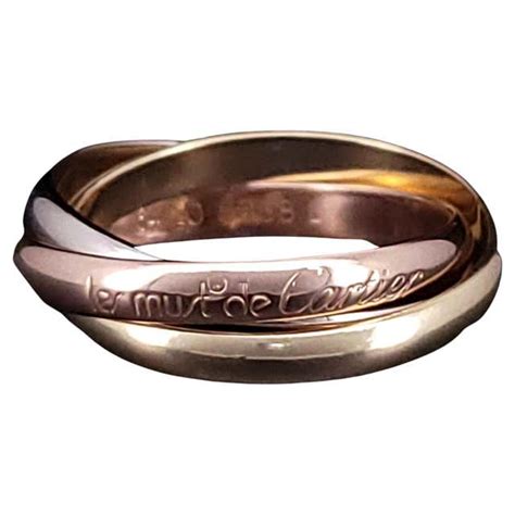 Cartier Trinity Rolling Tri Color 18 Karat Gold Band Ring Small Box And