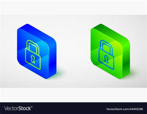 isometric line lock icon isolated on grey vector image