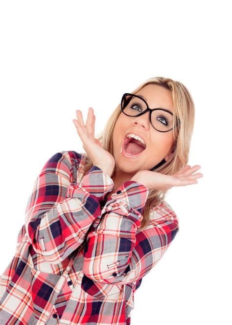 Surprised Blonde Girl With Blue Eyes In Pinup Style Stock Image Image