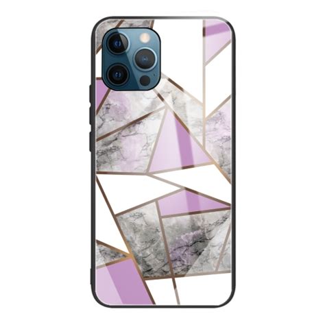 For Iphone 12 Pro Max Abstract Marble Pattern Glass Protective Case